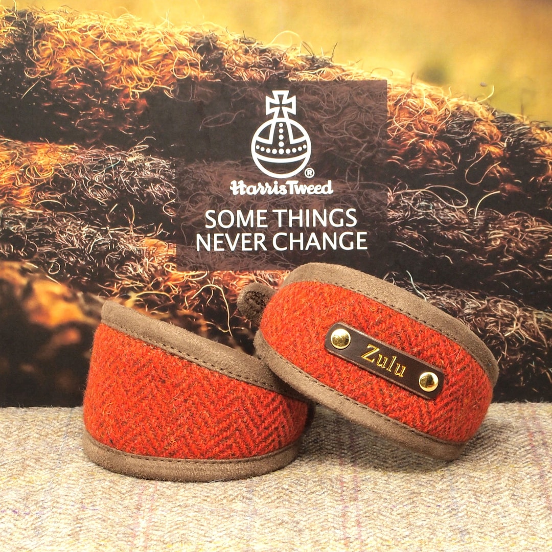 Harris Tweed Dog Collar, Hound or Slim Fit With Padded Inner in Burnt ...