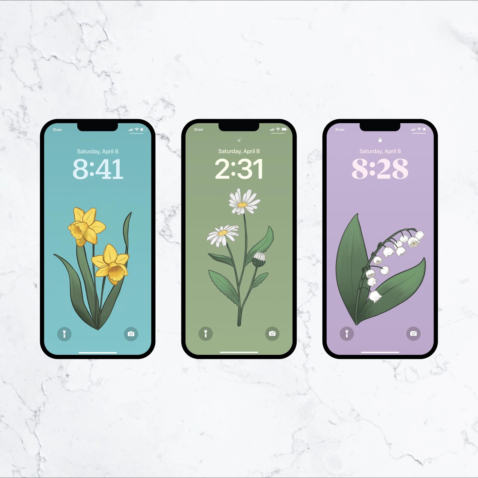 Spring Birth Flower Digital Wallpapers | Daffodil, Daisy, Lily of the ...