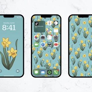 Spring Birth Flower Digital Wallpapers Daffodil Daisy Lily - Etsy
