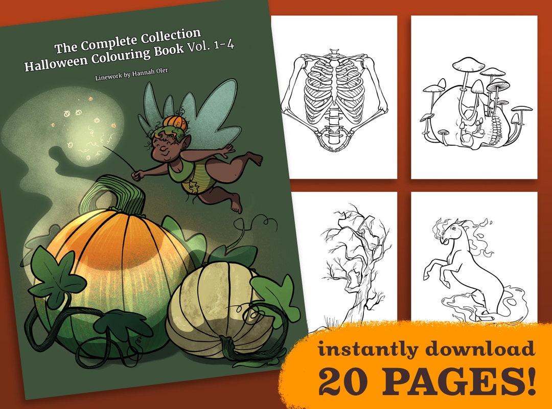 Spooky Halloween Coloring Pages Illustrated Printable Book for Kids ...