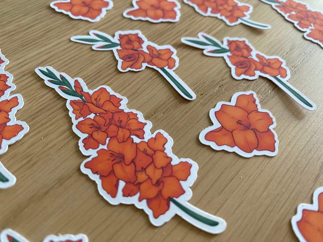 August Birth Flower Sticker Gladiolus Laptop Decal Nature Core Floral ...