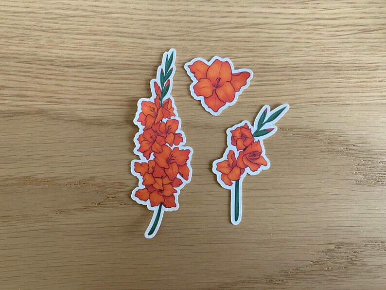 August Birth Flower Sticker Gladiolus Laptop Decal Nature Core Floral ...