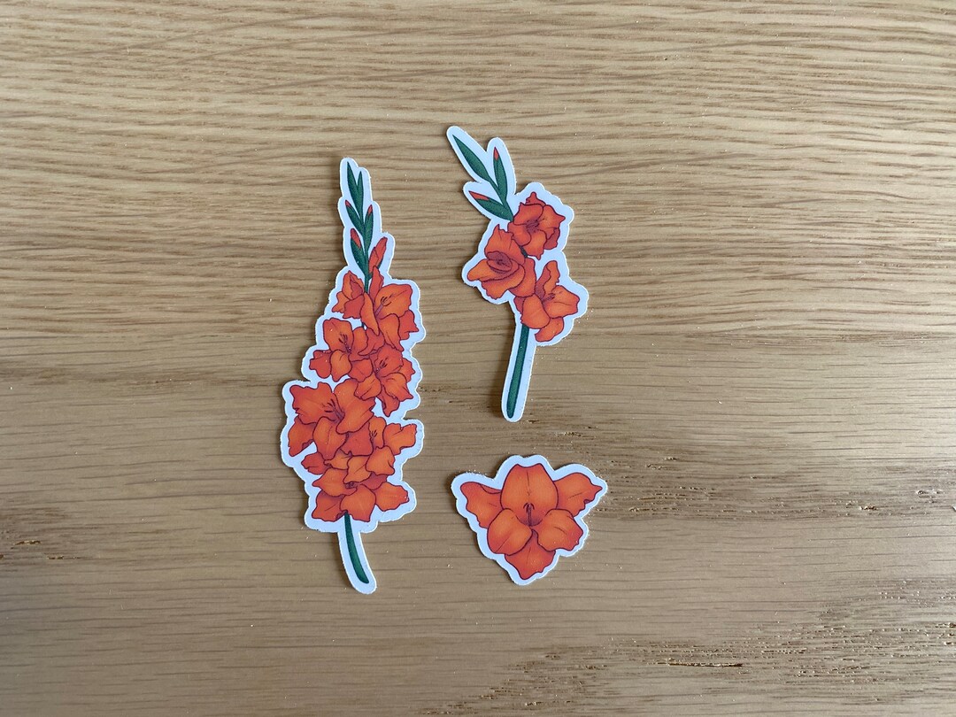 August Birth Flower Sticker Gladiolus Laptop Decal Nature Core Floral ...