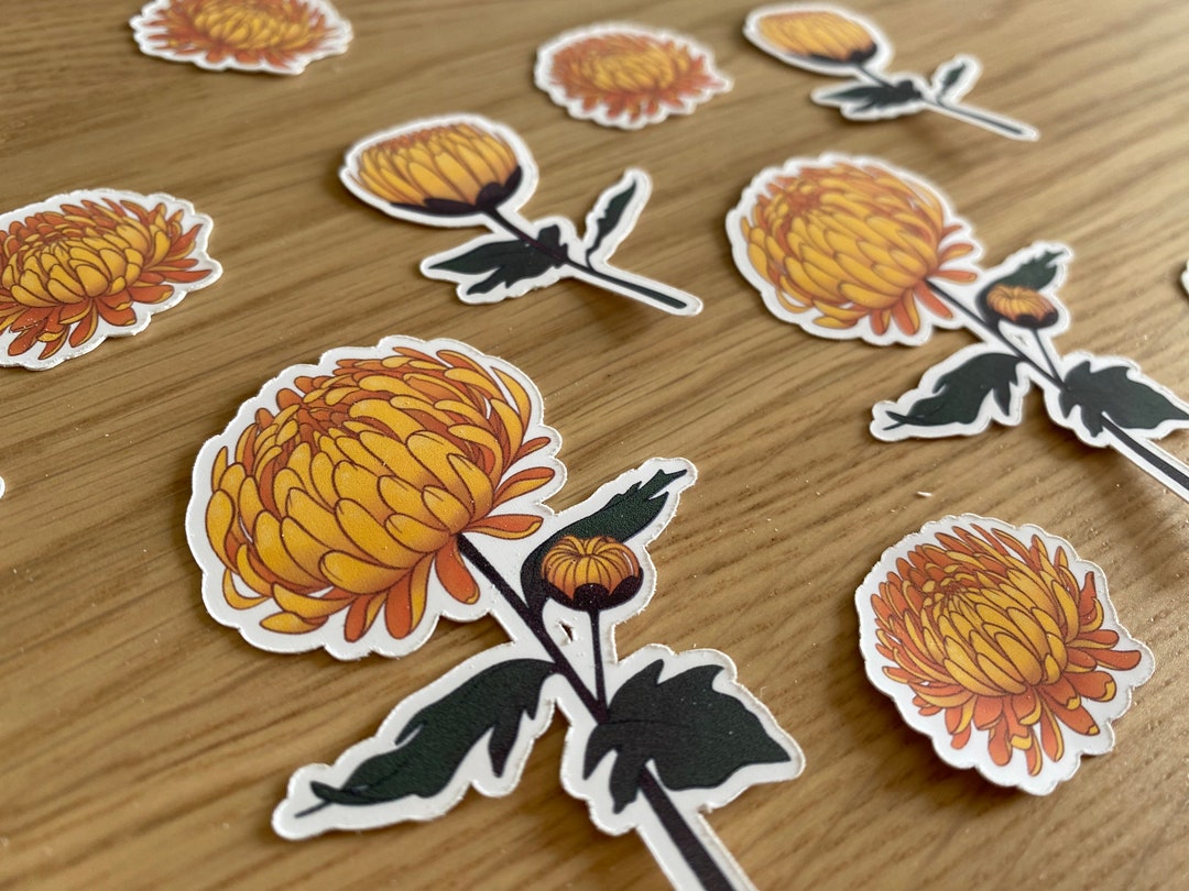 Vibrant November Birth Flower Sticker Chrysanthemum Sticker - Etsy