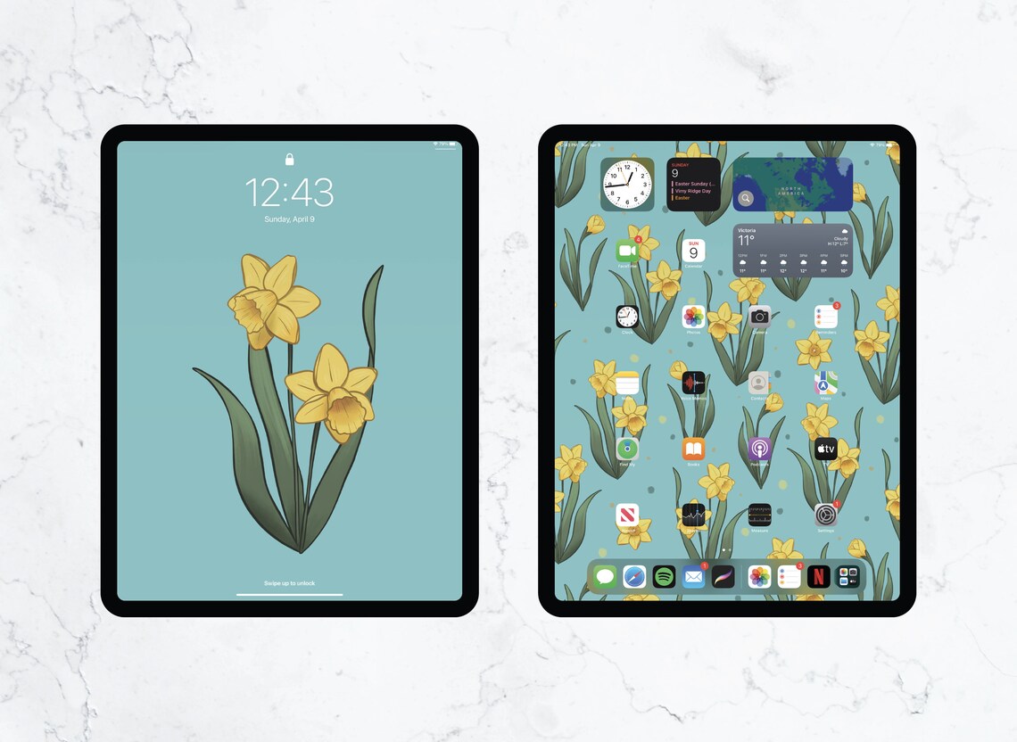 Spring Birth Flower Digital Wallpapers Daffodil Daisy Lily - Etsy