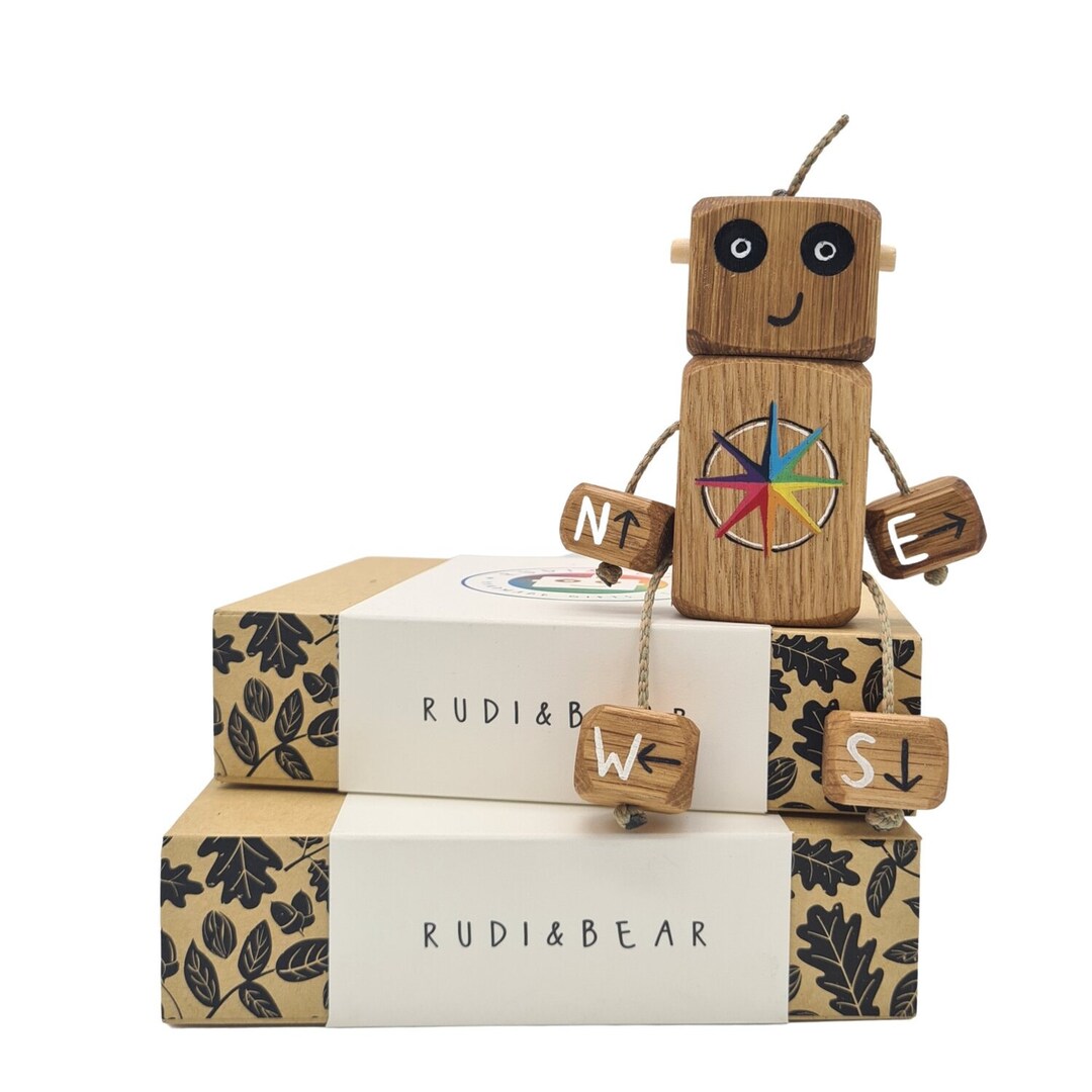 Handmade Oak Robot Compass Toy - Sustainable & Vegan for Kids - Etsy