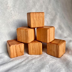 Set of 6 Handmade Solid Oak Building Blocks for Children - Educational ...
