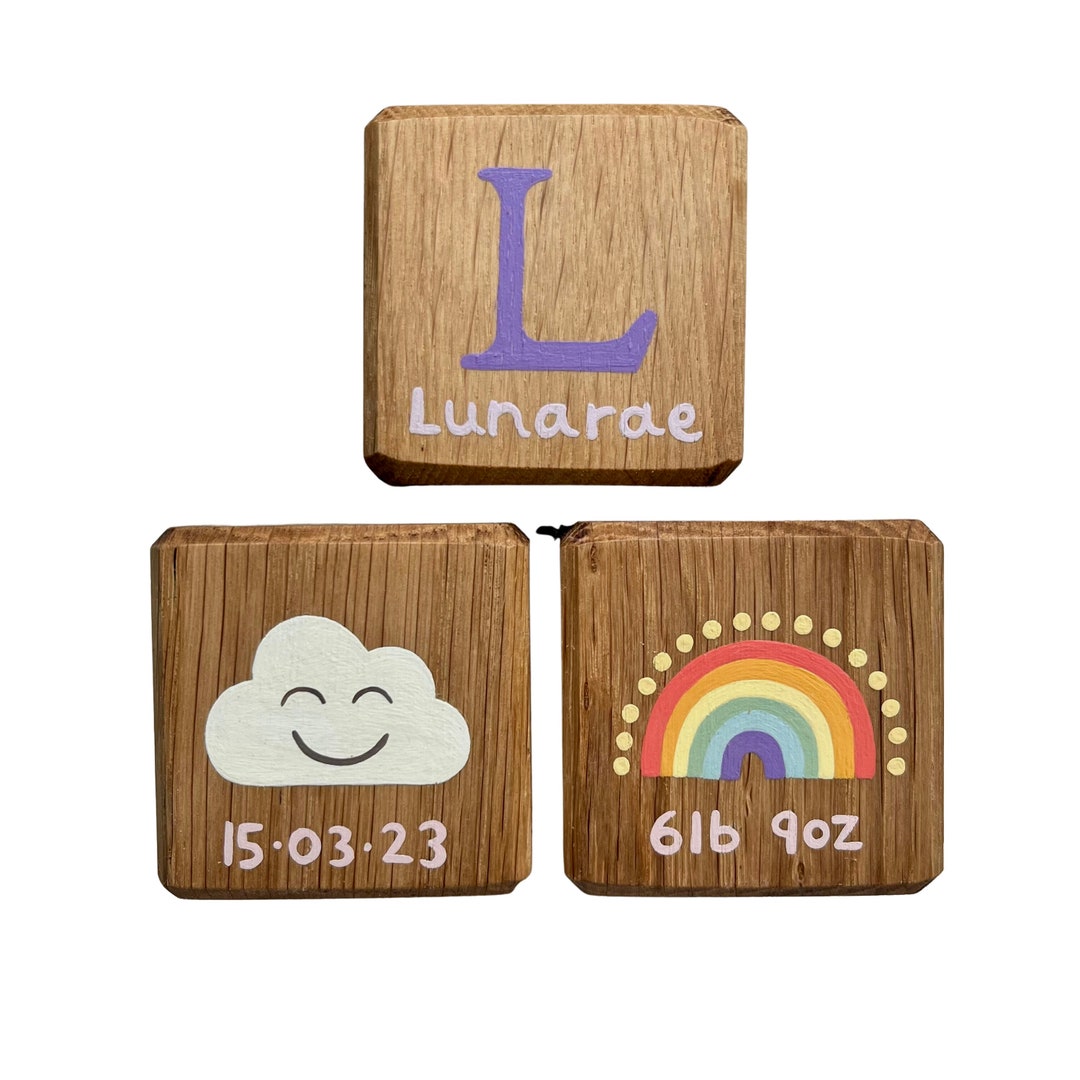 Personalized Wooden Baby Picture Blocks - Set of Three | Unique Baby ...