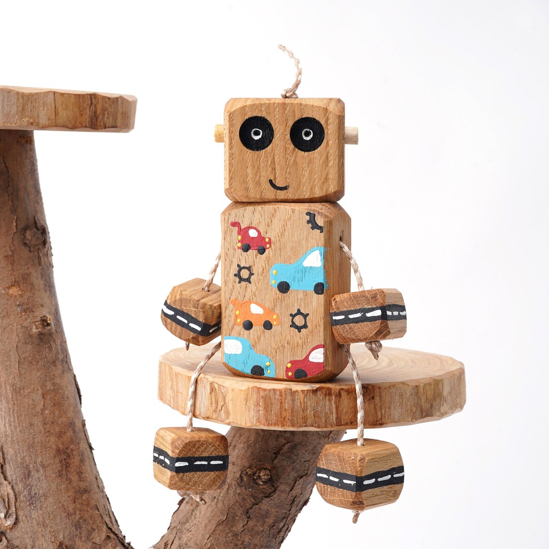 Hot Rod Ned Wooden Toy Car Robot in Oak for Kids and Collectors - Etsy