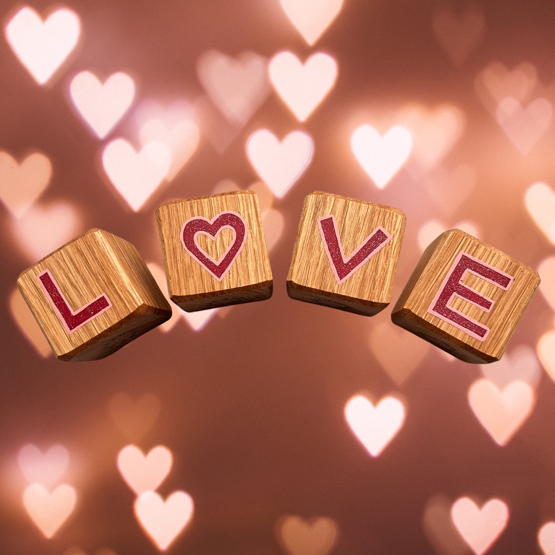4 Oak Love Blocks - Etsy