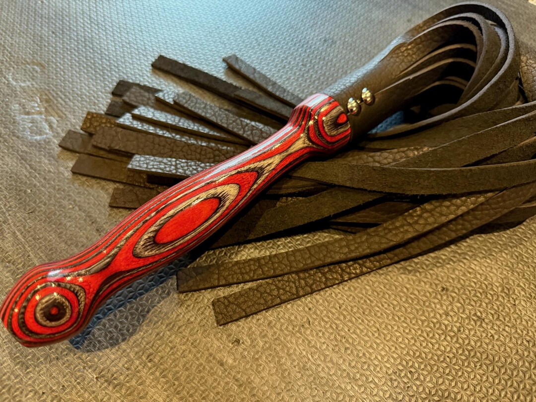 Flogger - Black Buffalo Leather Falls - Handle is Hand Turned Spectaply ...