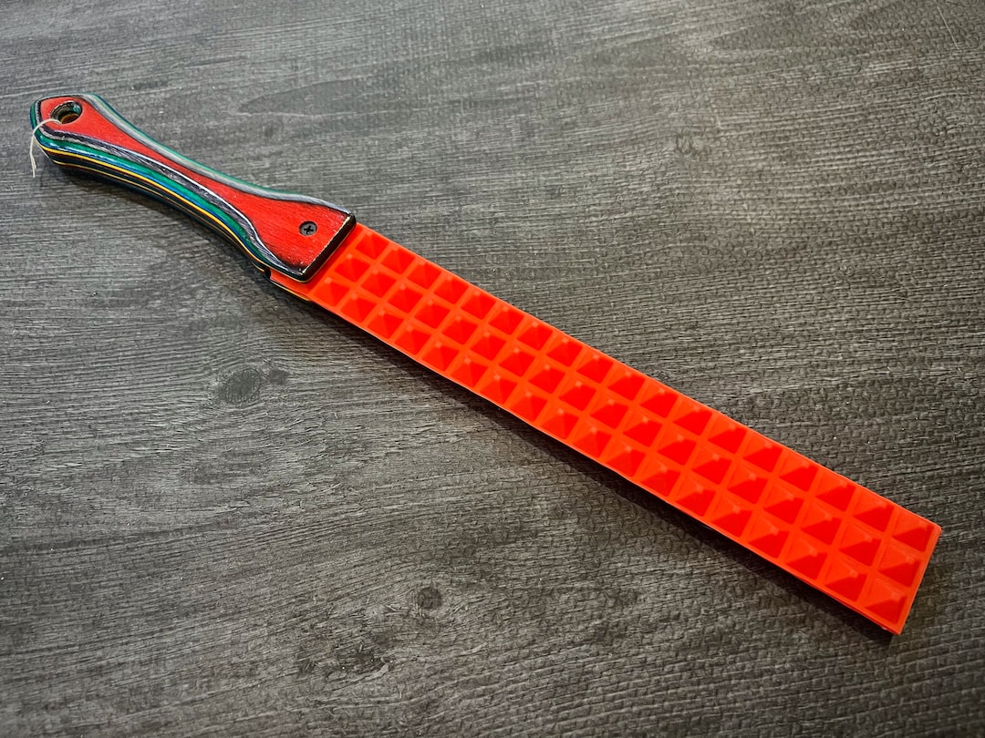 Red Silicone Spike Strap Rainbow Colors Spectraply Wood Handle Spanking ...