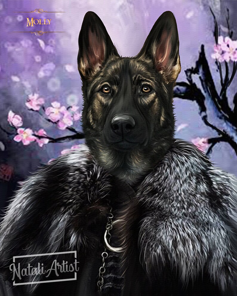 Custom Pet Portraits Using Pet Photo Personalized Digital Dog - Etsy