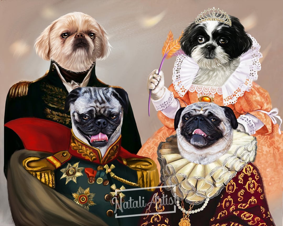 Dog Portrait Female. Your Pet as Queen Princess or Lady - Etsy