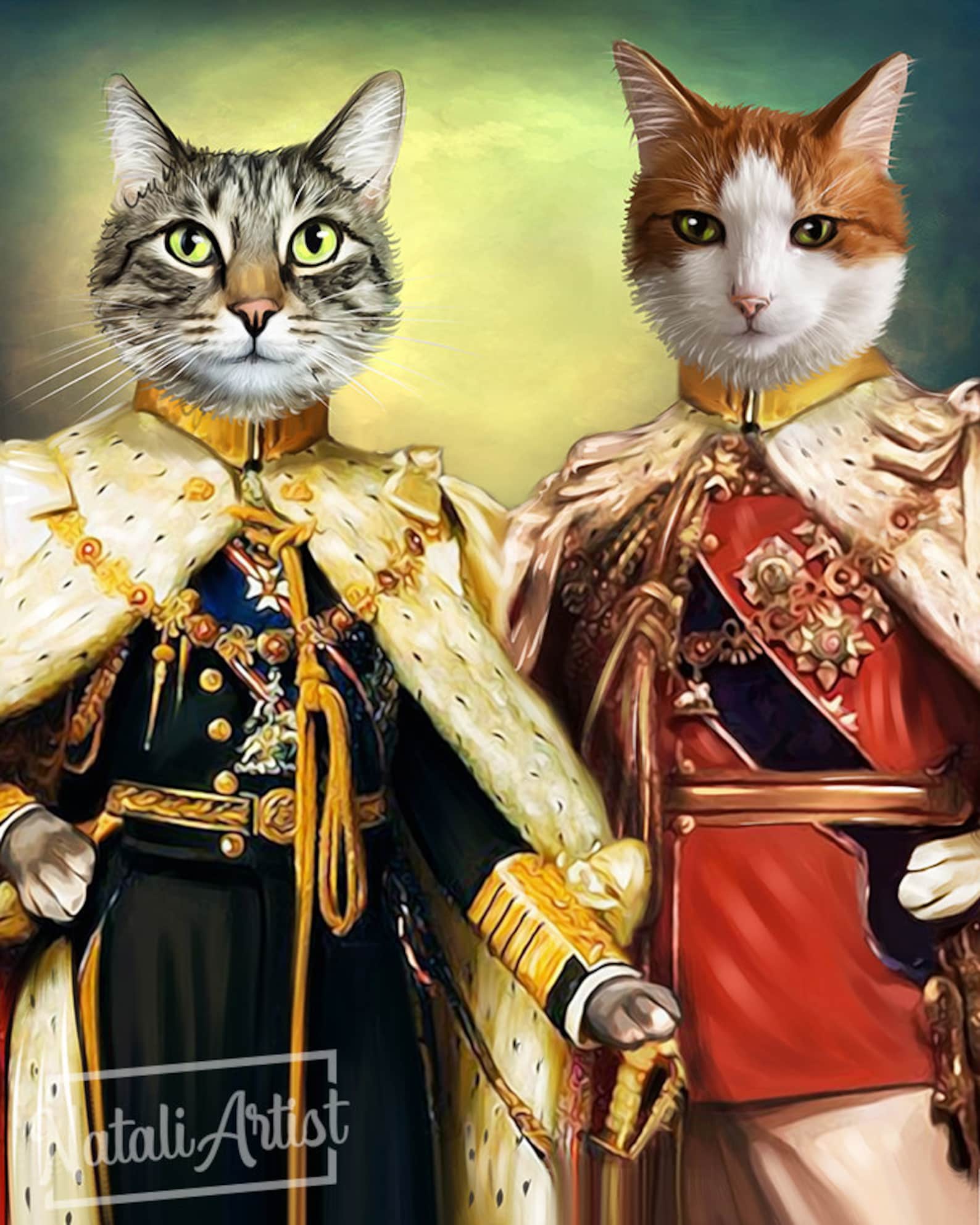 Custom Pet Portrait Personalized Cat Portrait From Photo Custom Gift ...