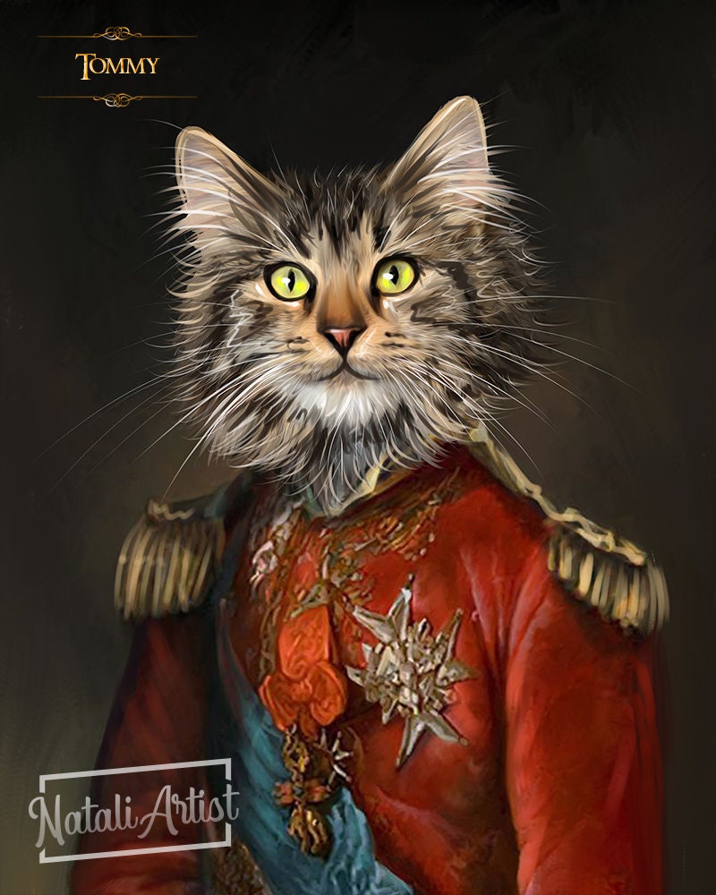 Custom Pet Portrait Personalized Cat Portrait Cat Portrait - Etsy
