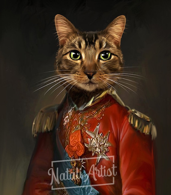 Custom Cat Portrait Personalized Pet Portrait Gift Custom | Etsy