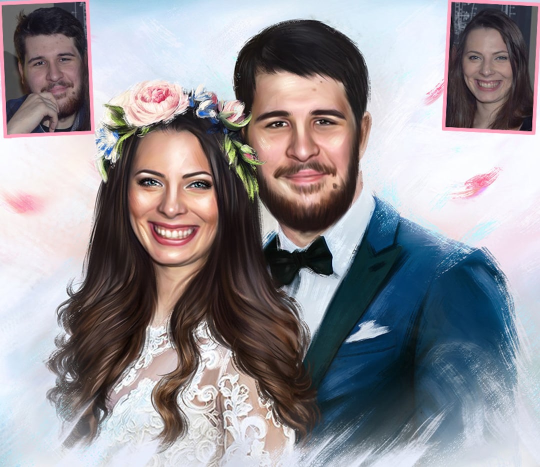 Custom Watercolor Family Portrait - Canvas Wedding Couple - Merging ...