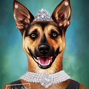 Dog Portrait Female. Your Pet as Queen Princess or Lady - Etsy