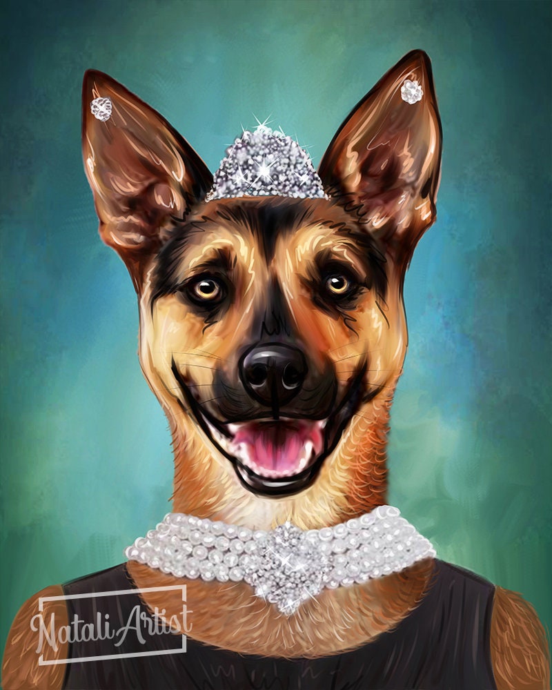 Dog Portrait Female. Your Pet as Queen Princess or Lady | Etsy