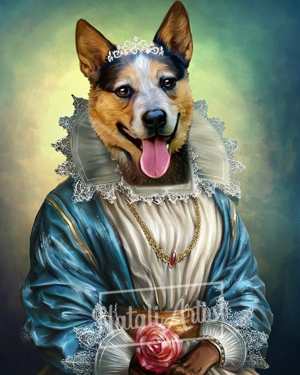 Dog Portrait Female. Your Pet as Queen Princess or Lady - Etsy