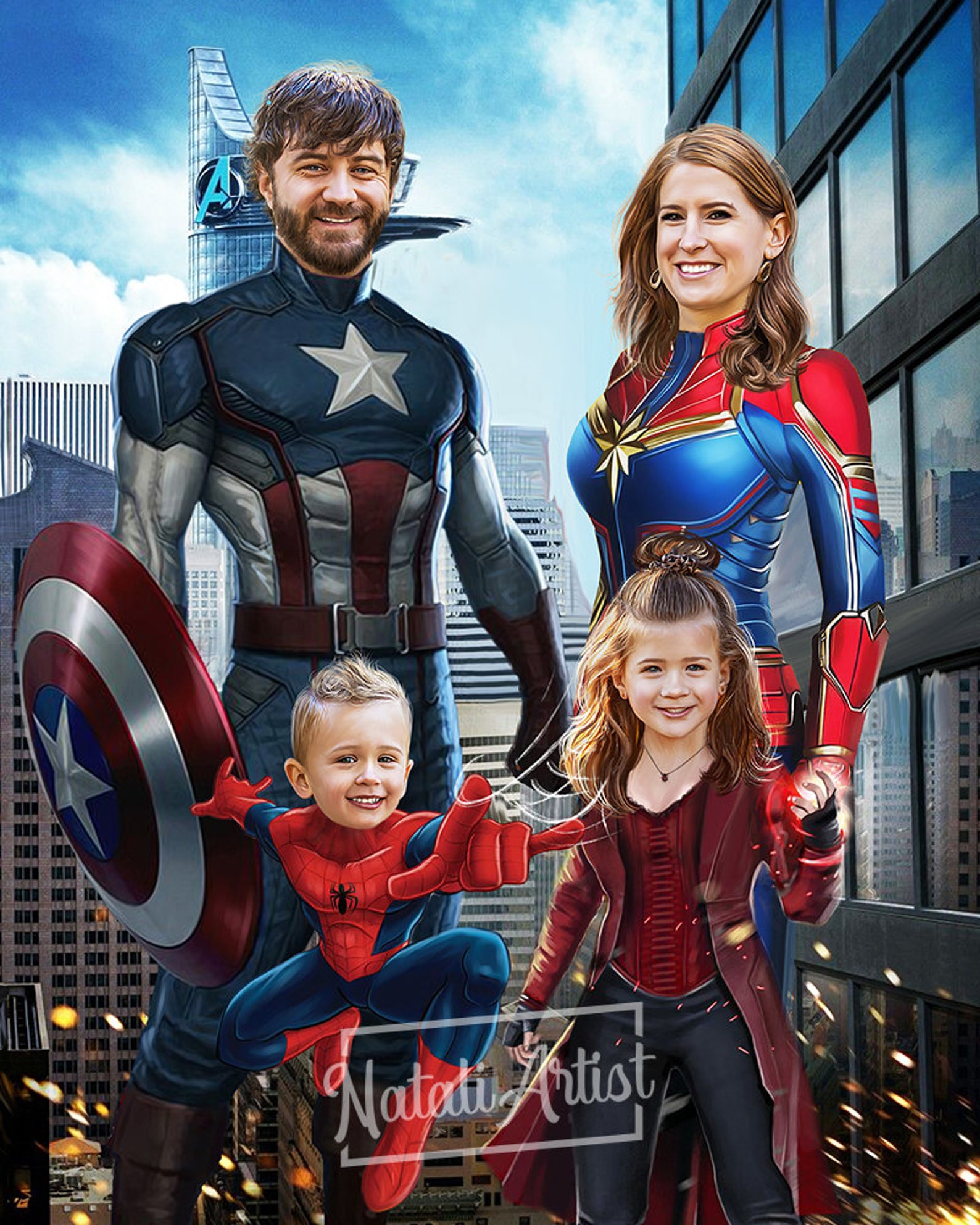 Custom Superhero Caricature Personalized Superhero Portrait - Etsy