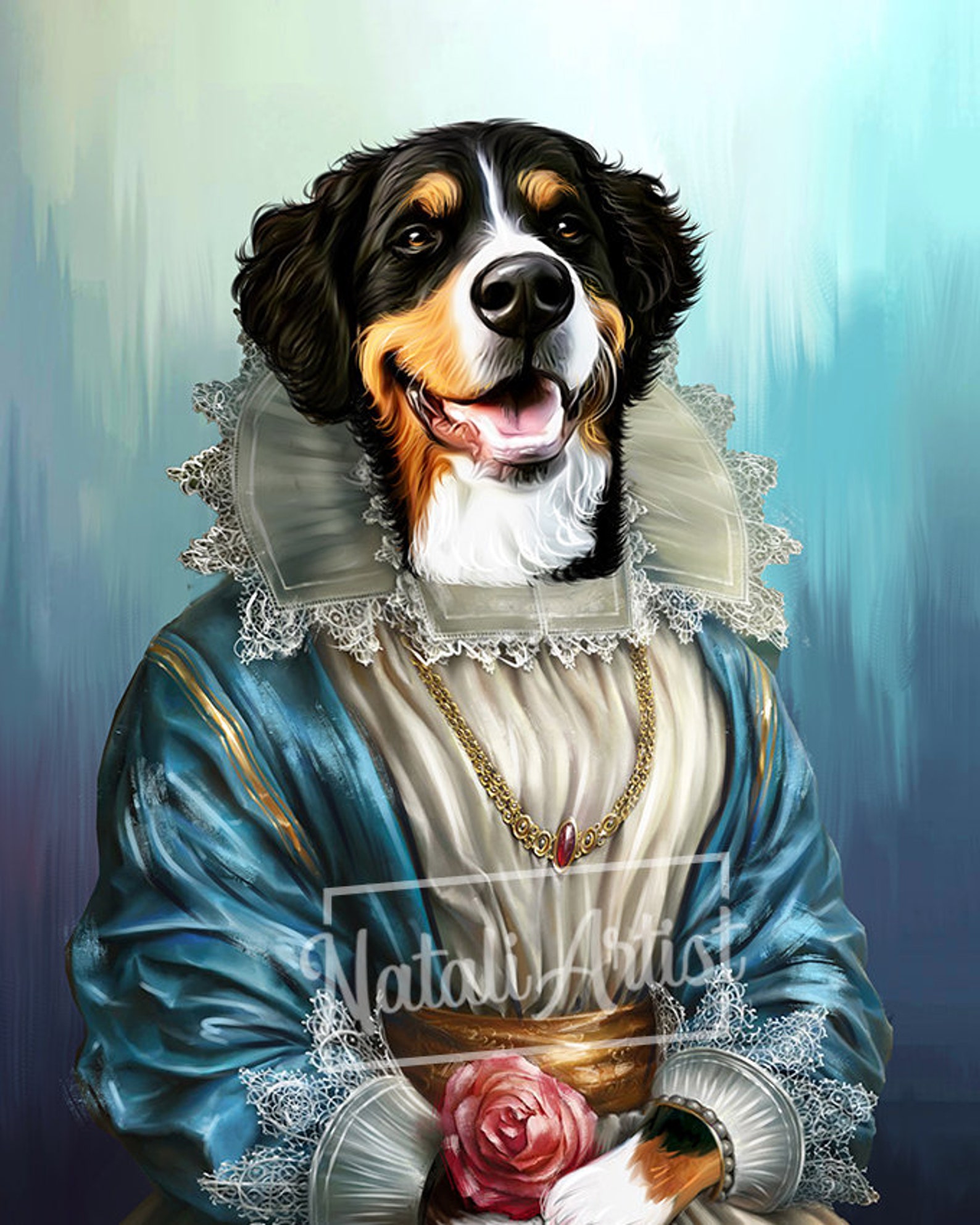 Dog Portrait Female. Your Pet as Queen Princess or Lady - Etsy