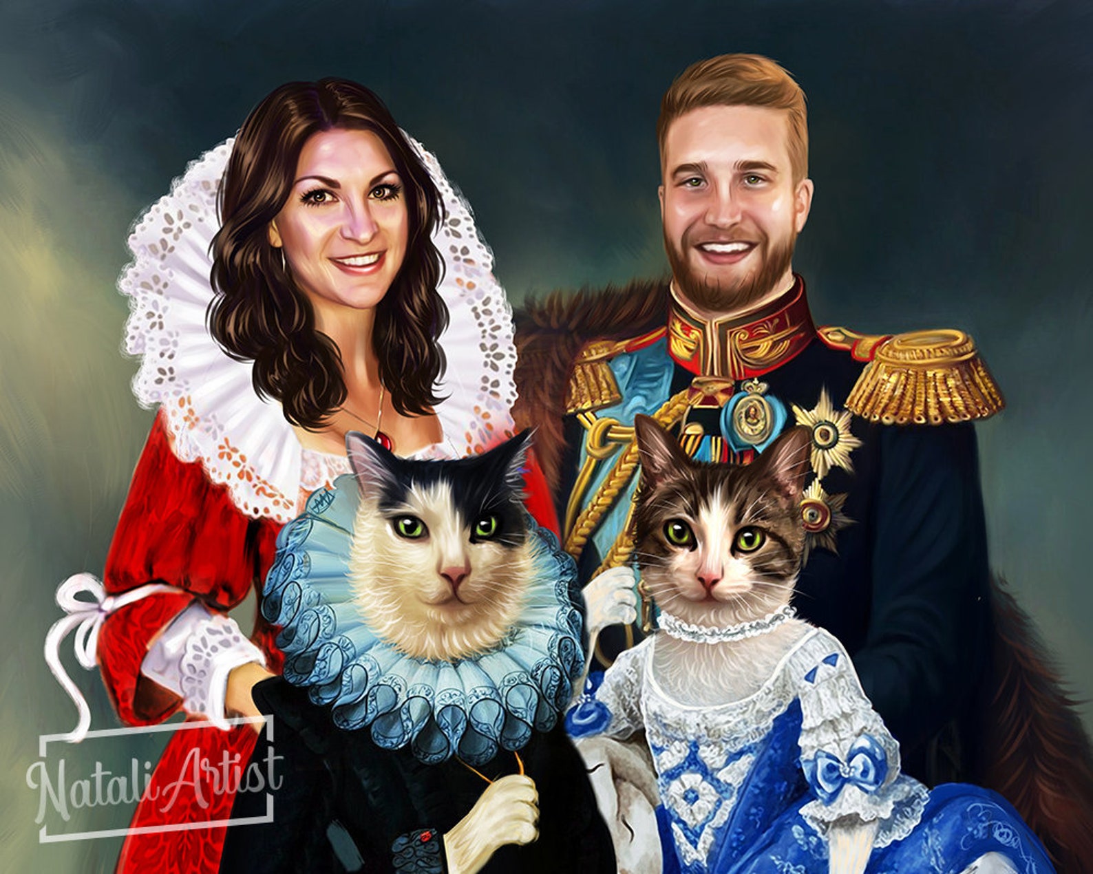 Custom Pet Portrait Personalized Cat Portrait Cat Portrait | Etsy