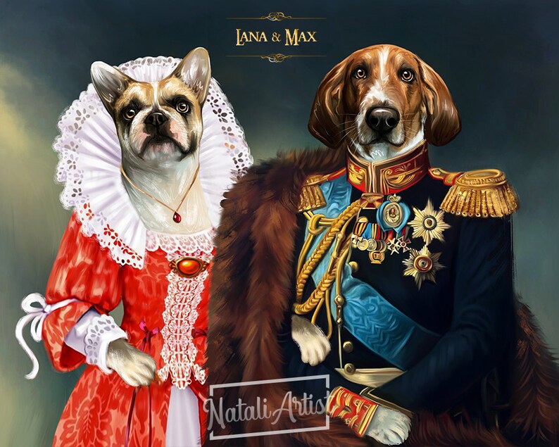 Dog Portrait Female. Your Pet as Queen Princess or Lady | Etsy