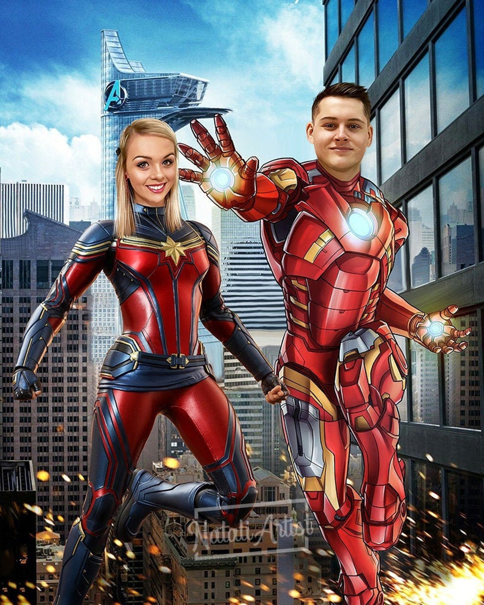 Personalized Couple Superhero Portrait, Custom Caricature From Photo - Etsy