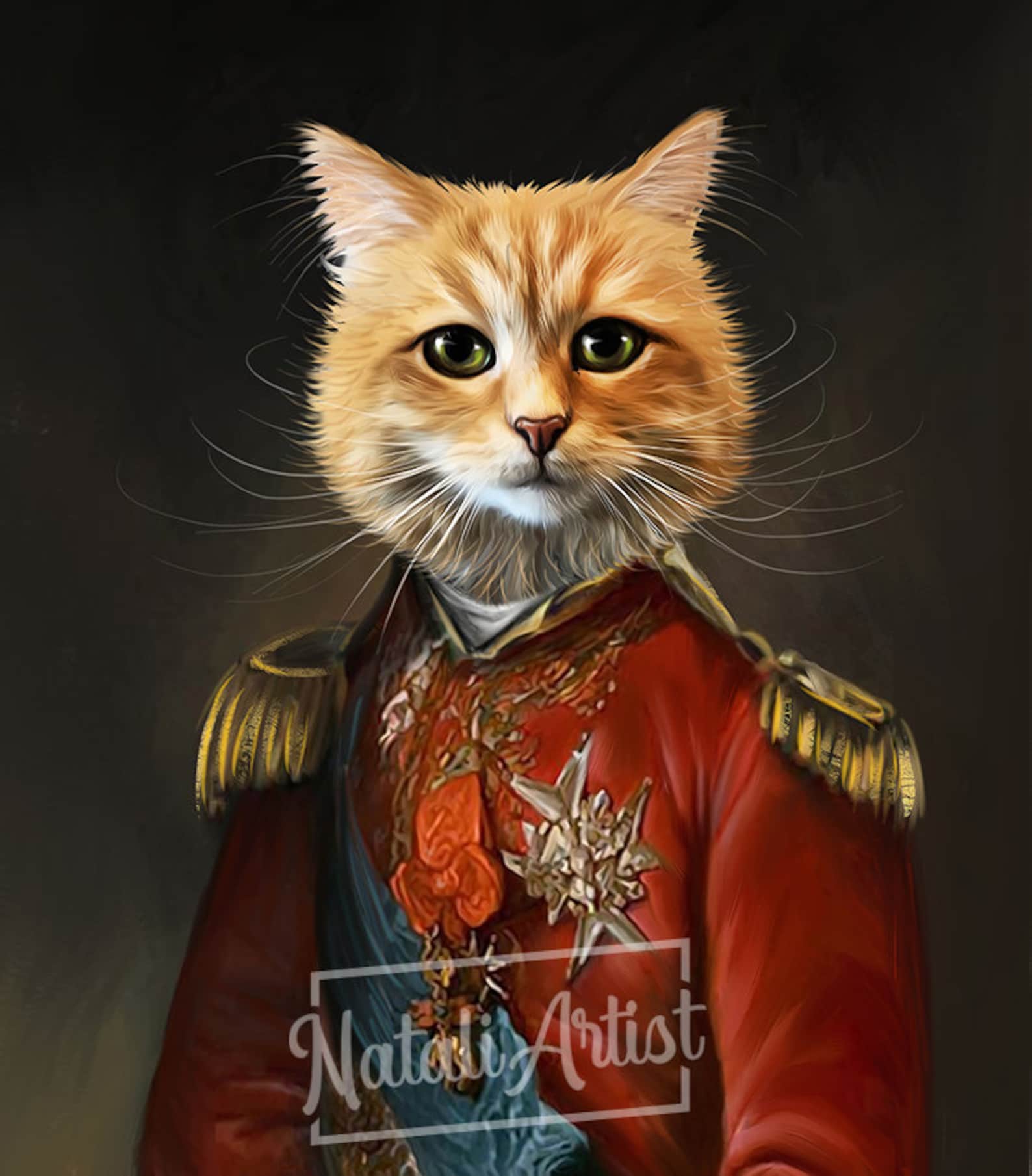 Custom Cat Portrait Personalized Pet Portrait Gift Custom | Etsy