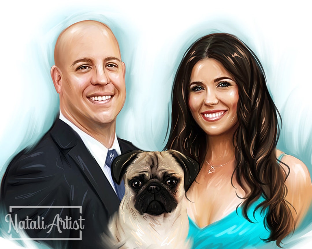 Custom Digital Portrait From Photo, Family Illustration (digital File ...