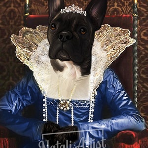 Dog Portrait Female. Your Pet as Queen Princess or Lady - Etsy