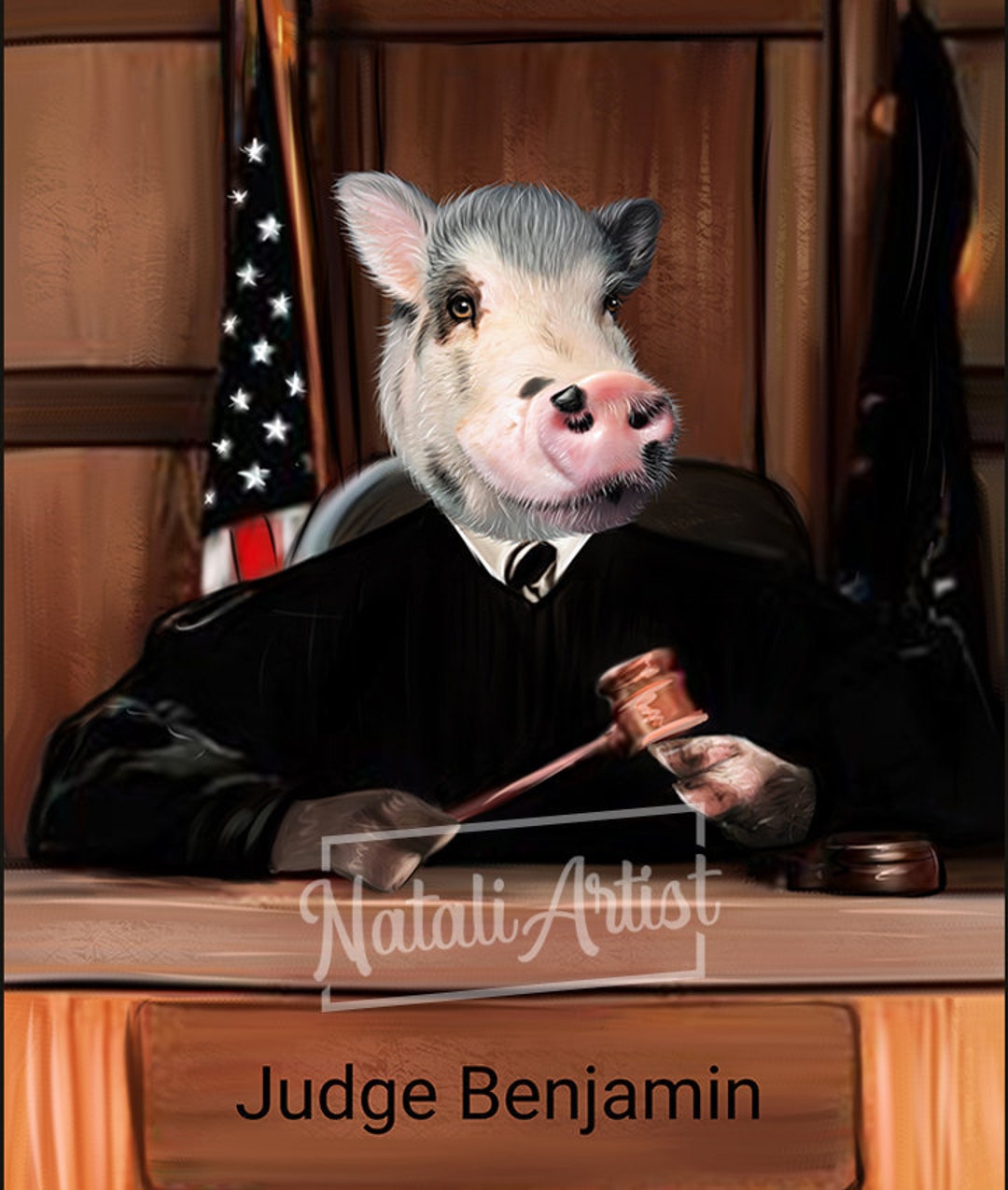 Custom Judge Pet Portrait - Renaissance Cartoon Style, Personalized ...