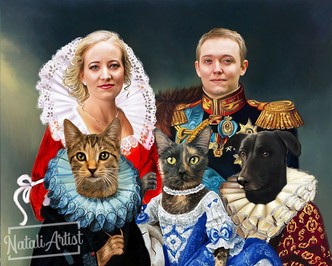 Custom Royal Pet Portrait, Unique Pet Owner Gift (digital or Print) - Etsy