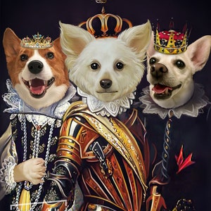 Dog Portrait Female. Your Pet as Queen Princess or Lady - Etsy