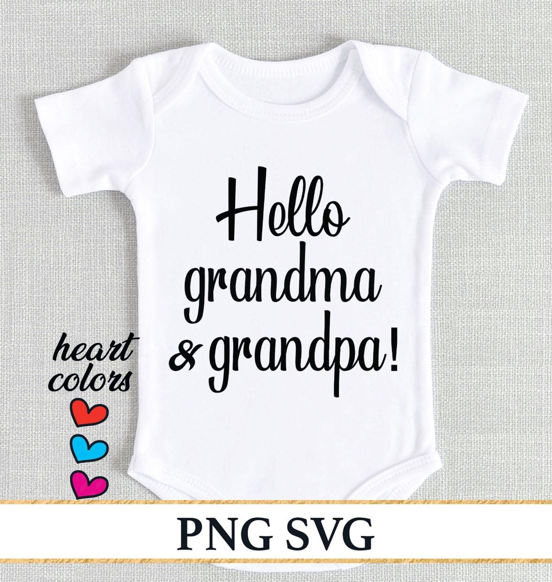Hello Grandma Pregnancy Announcement PNG, Hi Grandpa Onesie, Baby ...
