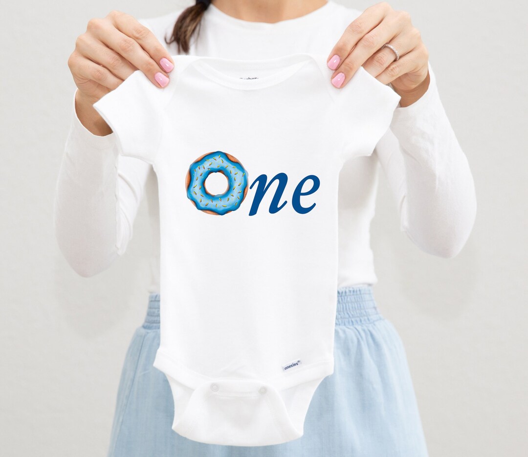 One Donut Birthday Shirt, First Birthday Onesie® Boy Baby Clothes, Blue ...