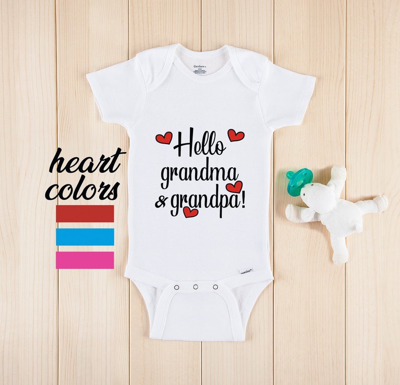 Hello Grandma and Grandpa Onesie® Baby Surprise for | Etsy