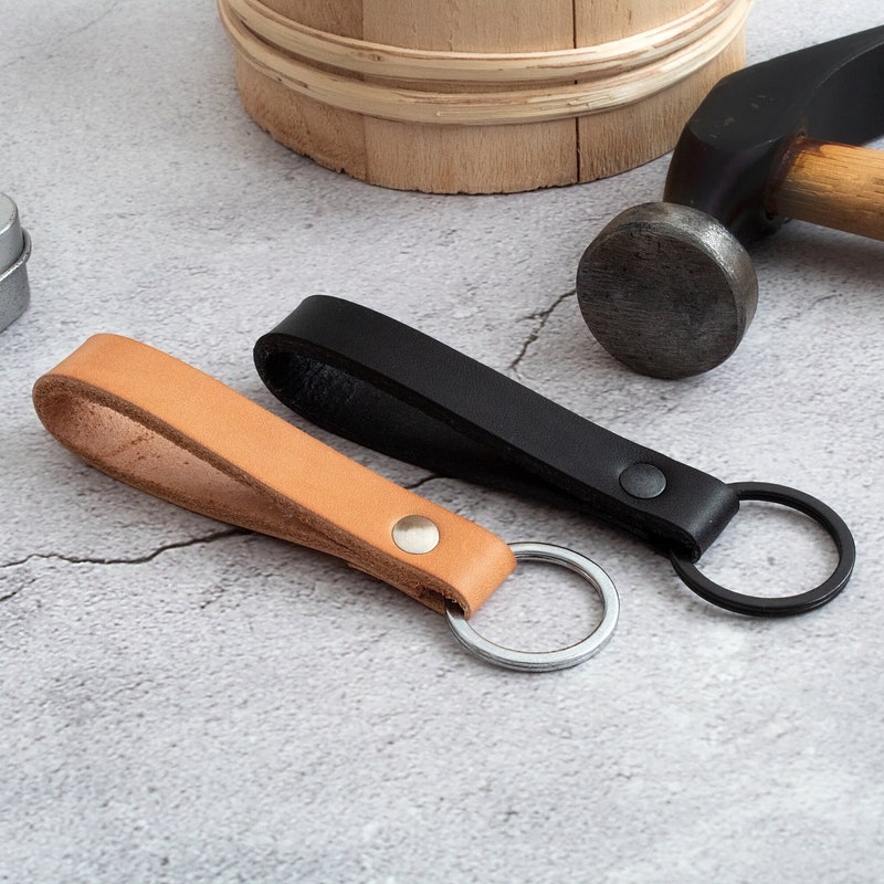 Leather Keychain - Etsy