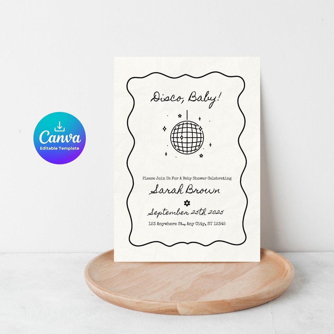 Disco Baby Shower Invitation 70s Disco Theme Baby Shower Digital ...