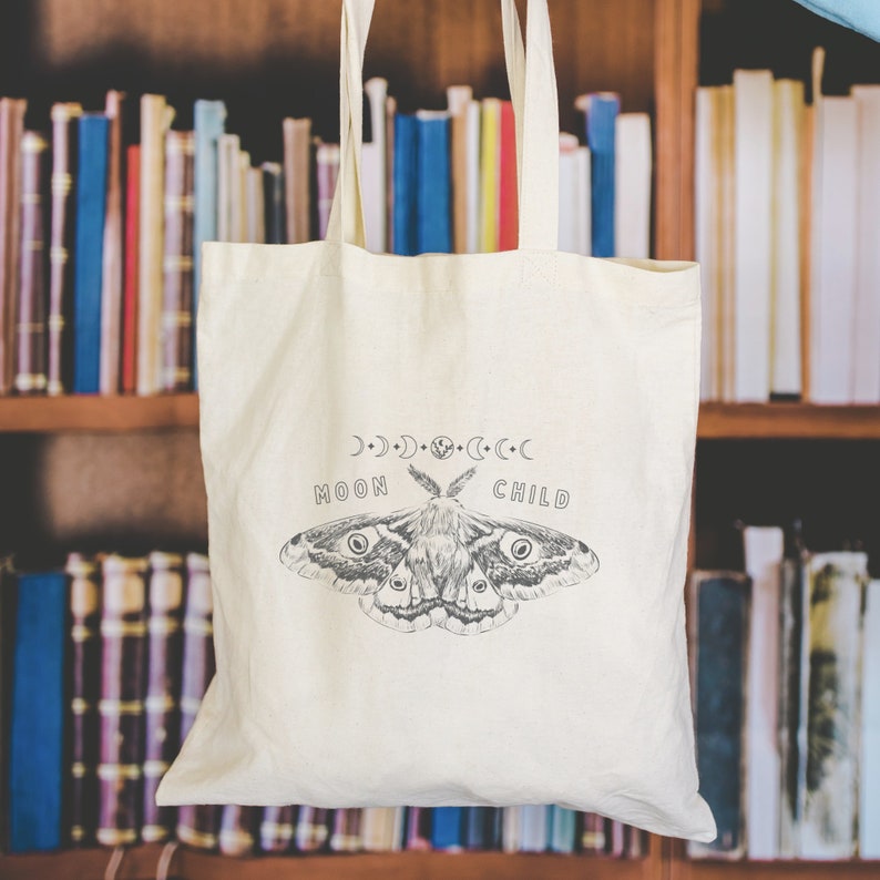 Moth Tote Bag Moon Child Celestial Tote Bag Whimsigoth Luna Moth ...