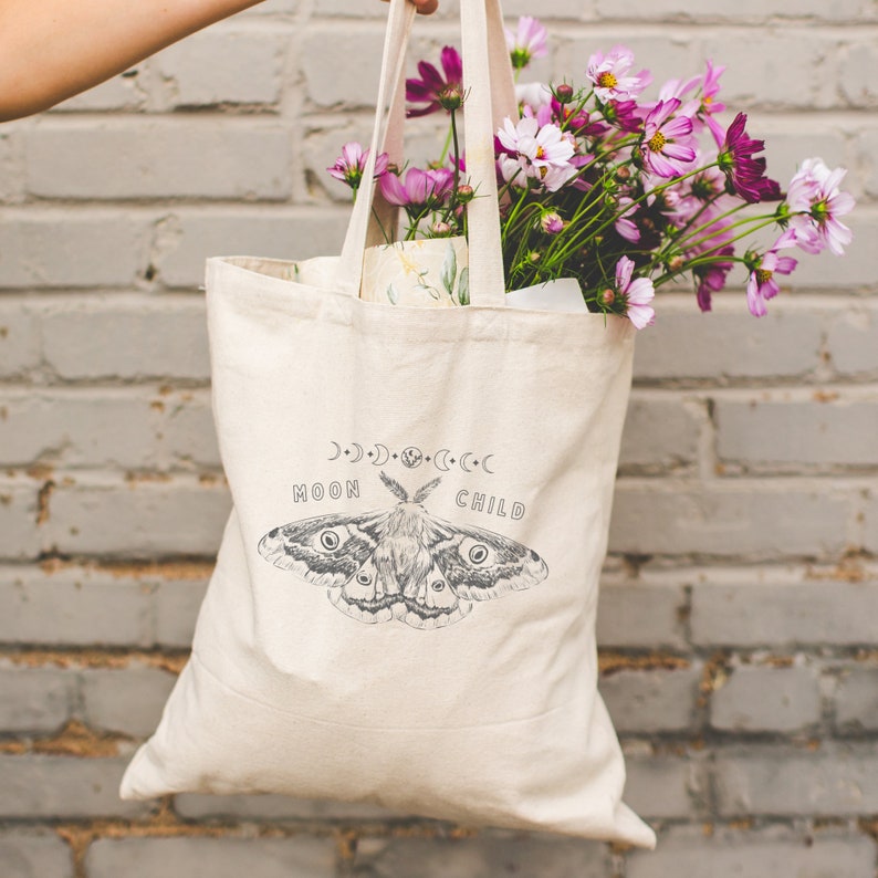 Moth Tote Bag Moon Child Celestial Tote Bag Whimsigoth Luna Moth ...