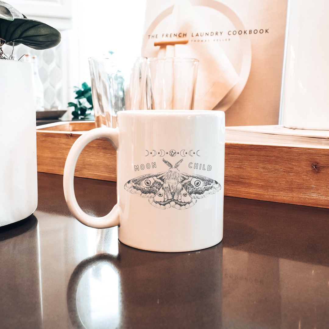 Moth Mug Moon Child Lunar Moth Whimsigoth Mug Luna Moth Dark Coquette ...