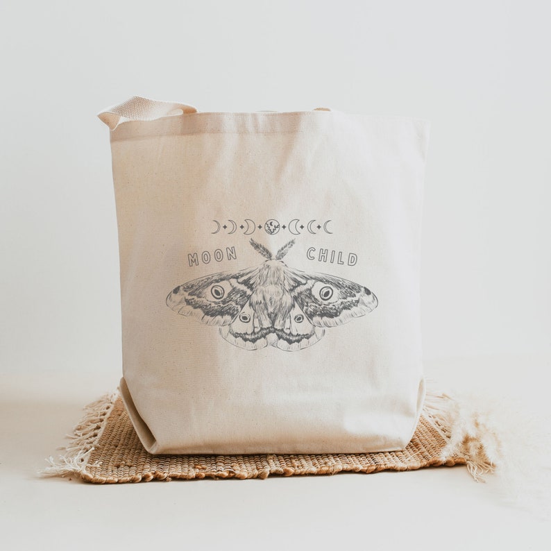 Moth Tote Bag Moon Child Celestial Tote Bag Whimsigoth Luna Moth ...