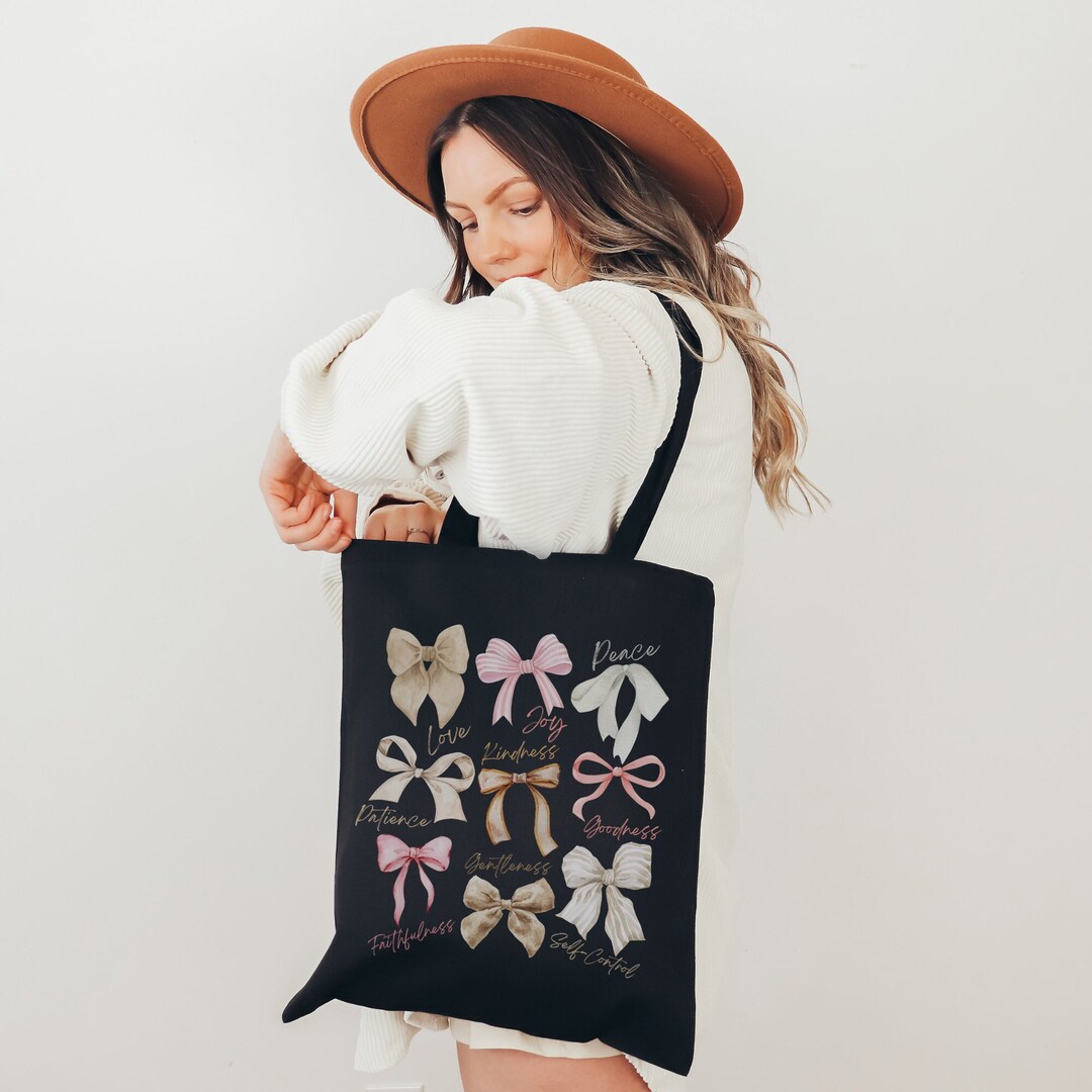 Fruit of the Spirit Tote Coquette Bow Christian Tote Bag Bible Verse ...