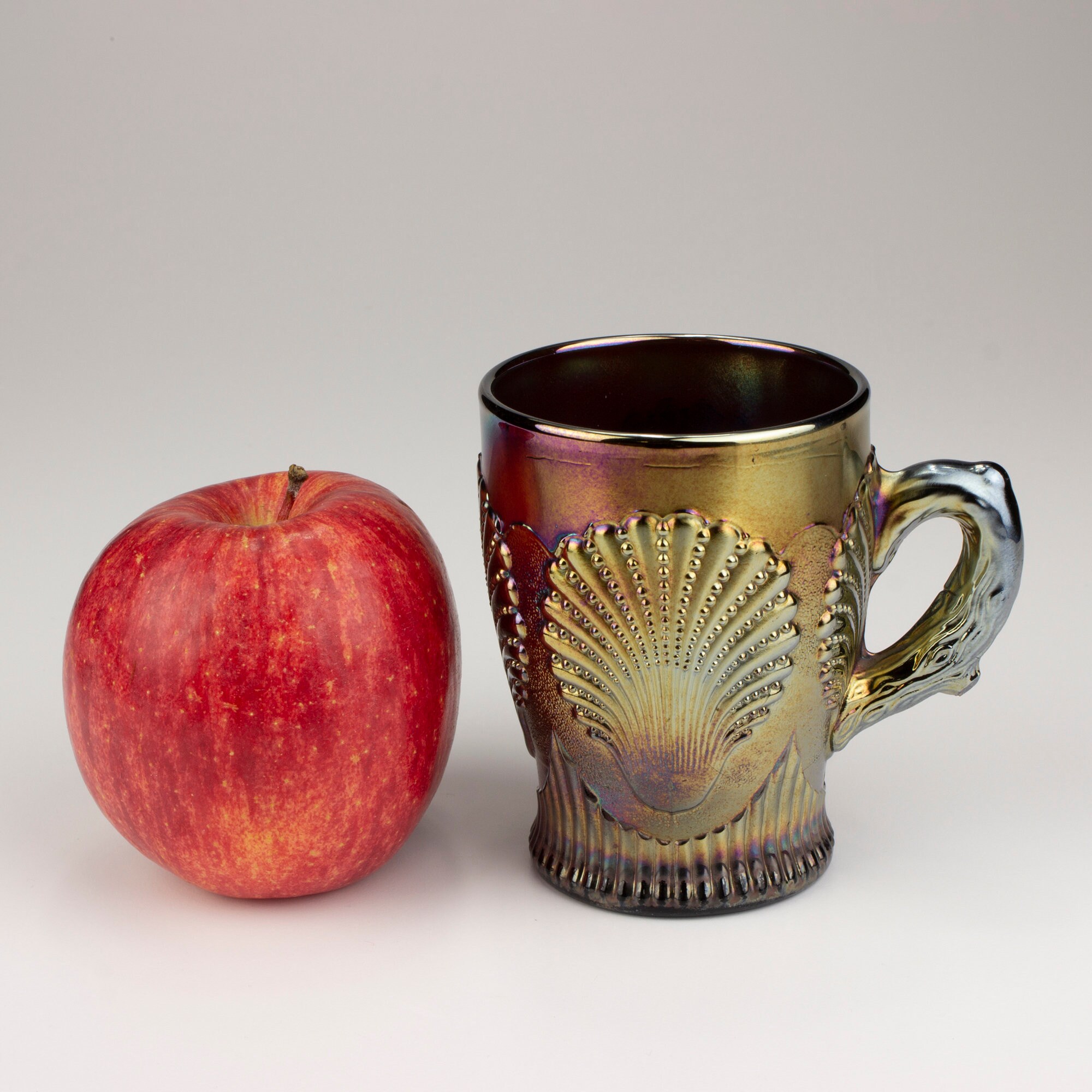 Dugan-diamond Beaded Shell Carnival Glass Mug Purple/amethyst - Etsy