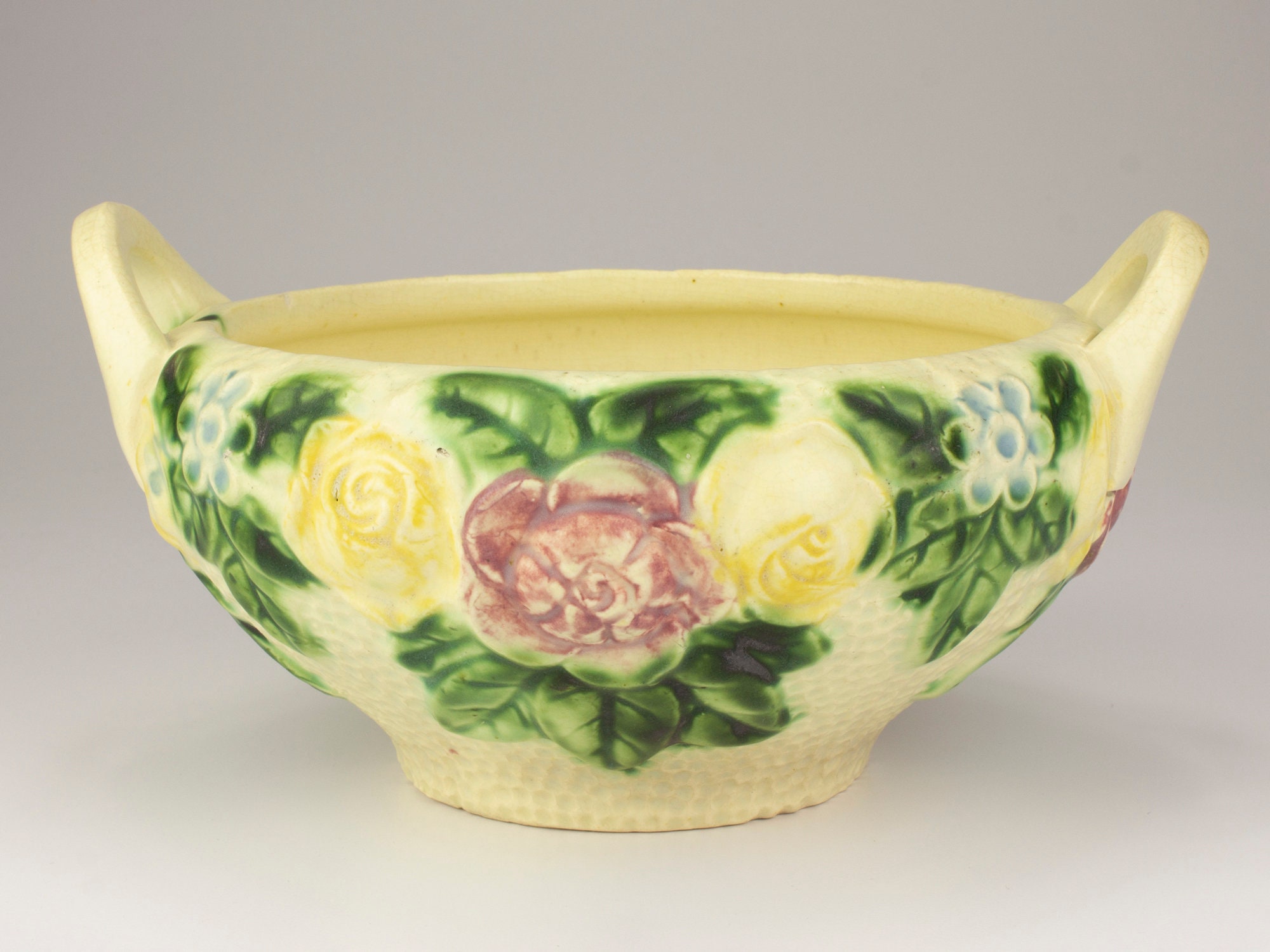 Roseville Pottery Rozane Line 1917 Handled Bowl/fern Dish, Shape 1-6 ...