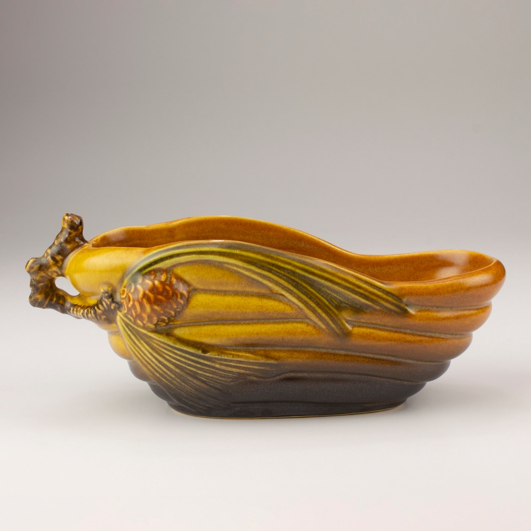 Roseville Vintage Pottery Pine Cone Boat, Shape 455-6, Brown - Etsy