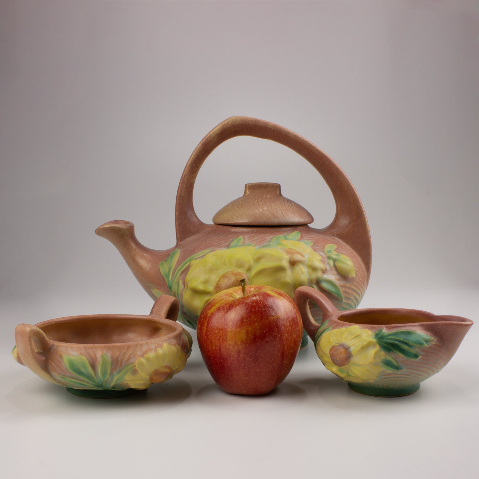 Roseville Pottery Peony Tea Set Shape 3 Set Coral Pink - Etsy